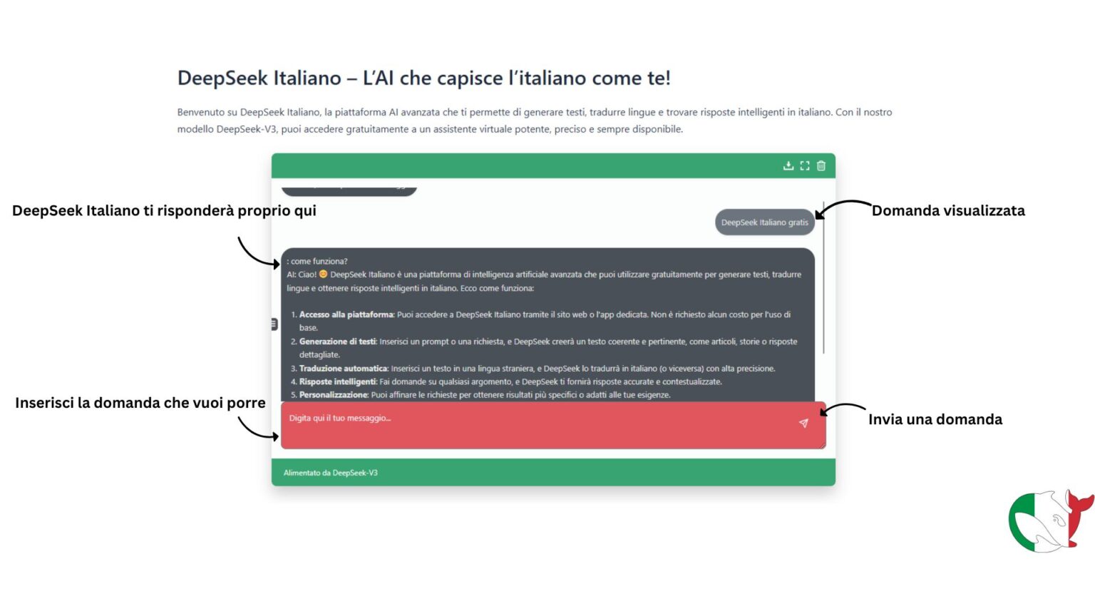DeepSeek Italiano - DeepSeek AI Online Nessuna registrazione