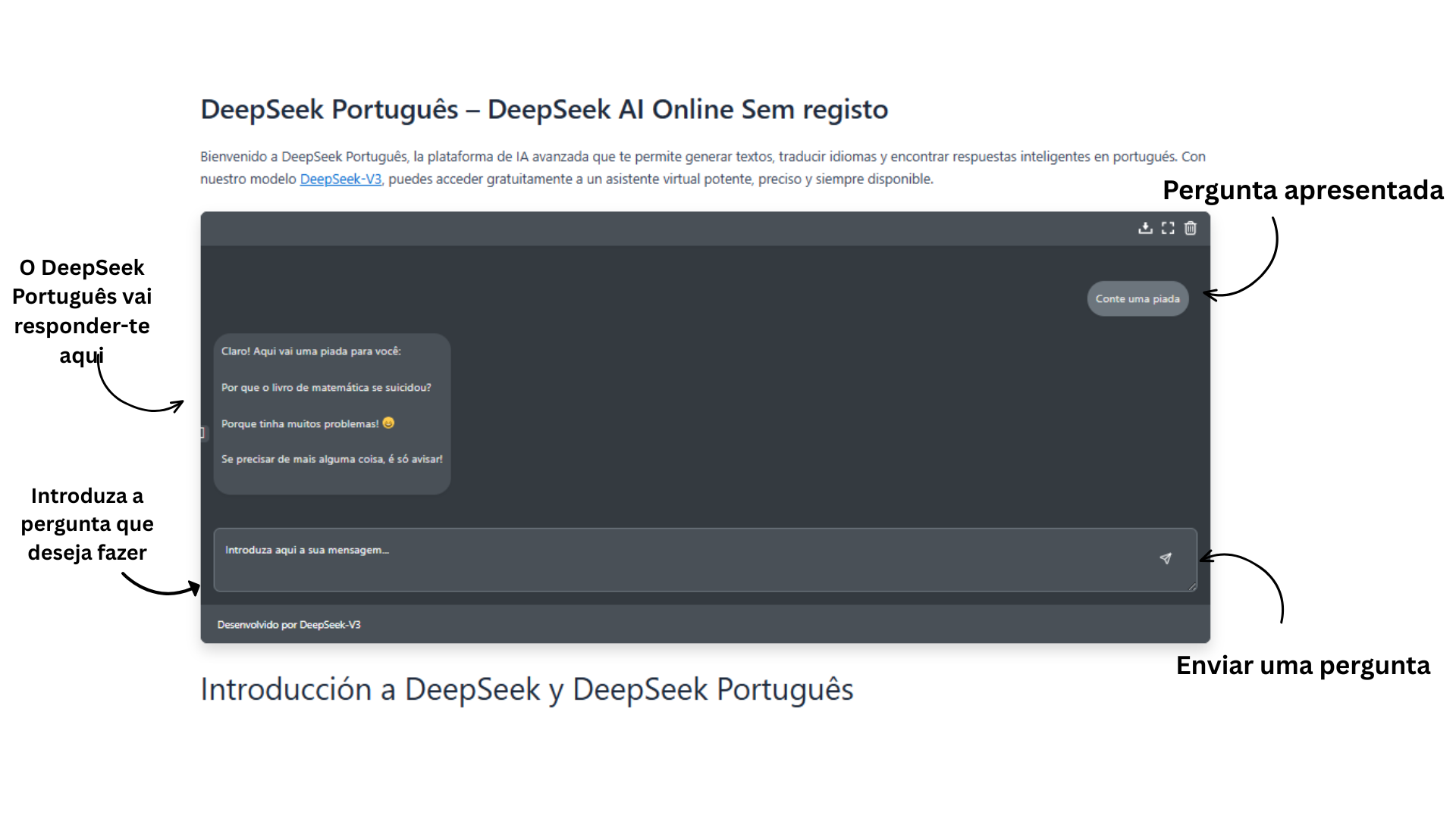 DeepSeek Português - DeepSeek AI Online Sem registo